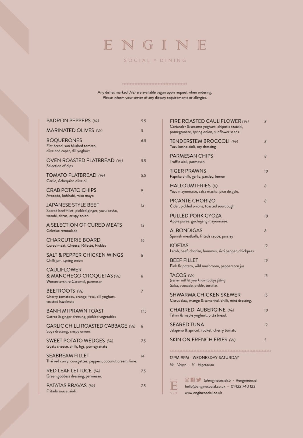 menu | Engine Social Dining