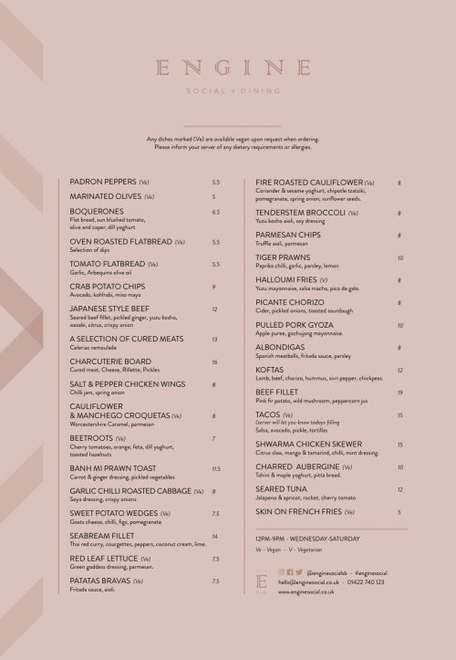 menu | Engine Social Dining