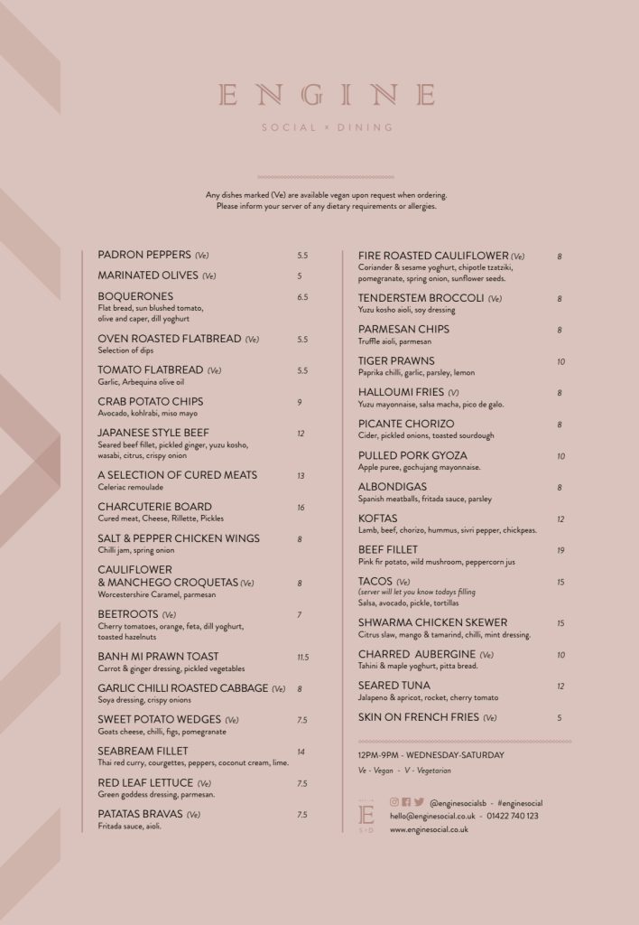 menu | Engine Social Dining