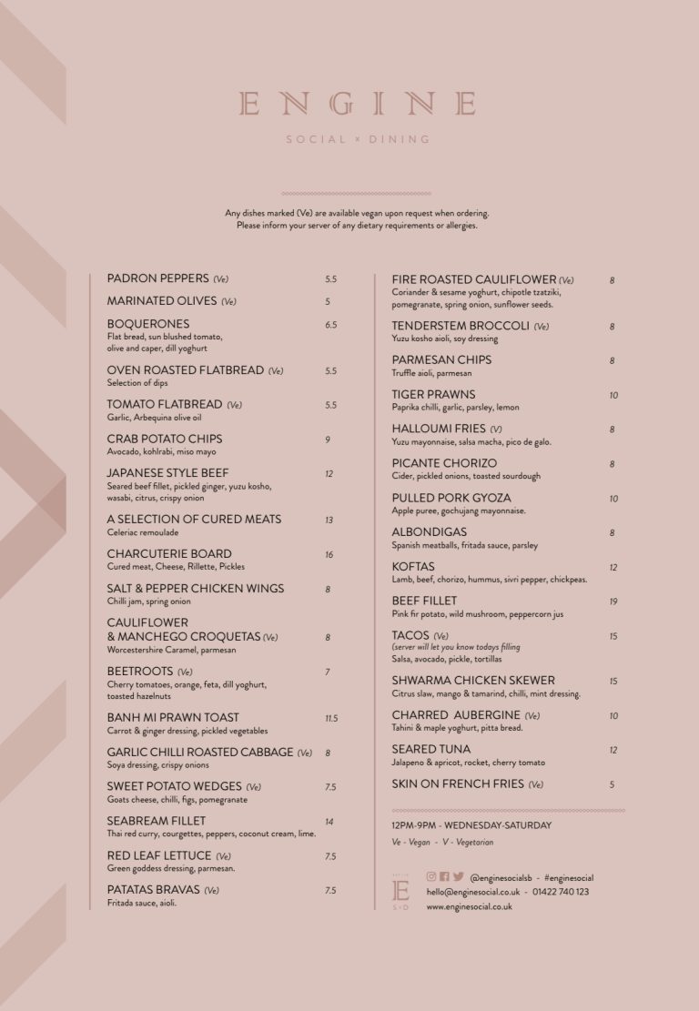 menu | Engine Social Dining